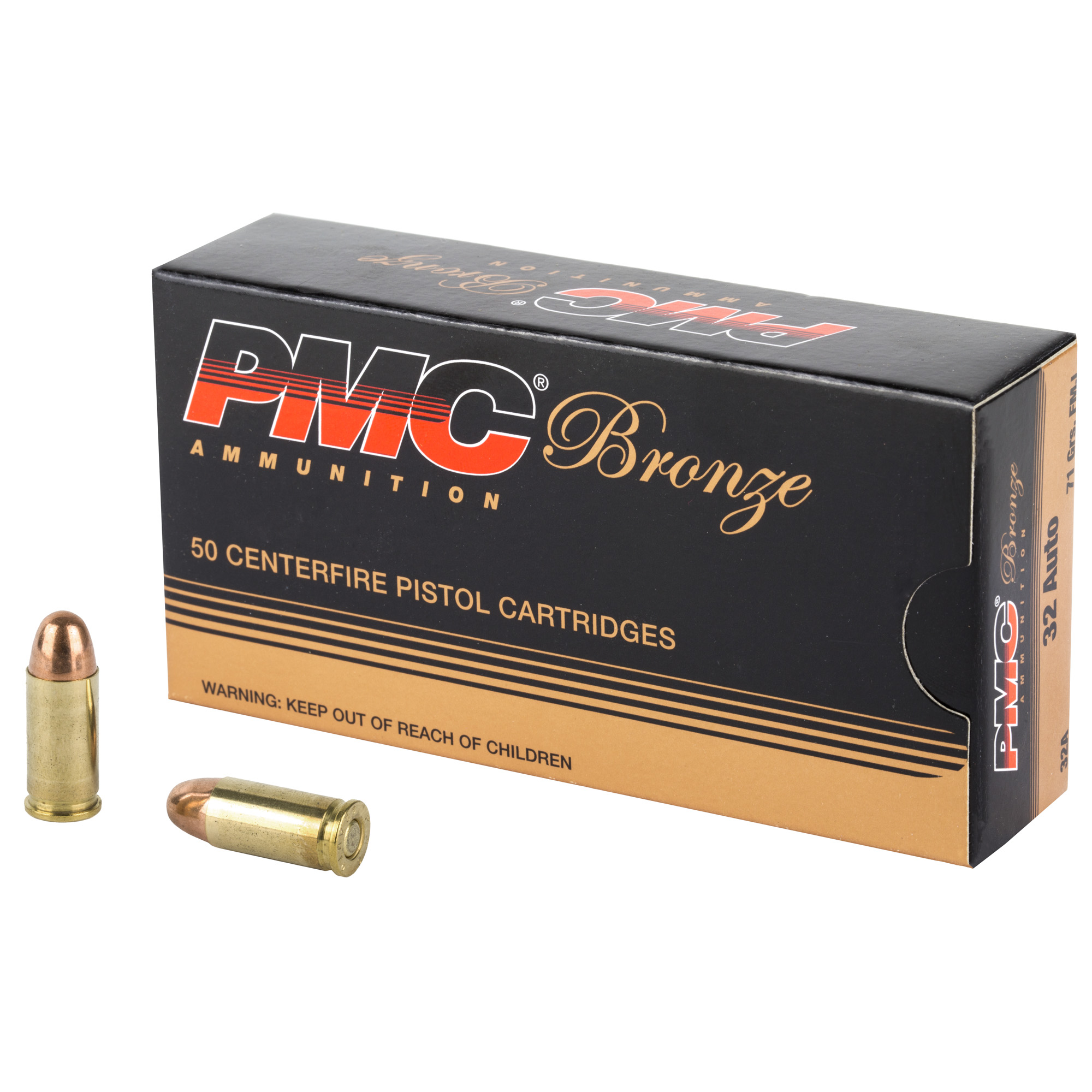 PMC Bronze 71 Grain FMJ 32 Auto 50 Rounds Box Element Armament PMC Bronze 71 Grain FMJ 32 Auto 50 Rounds Box Element Armament